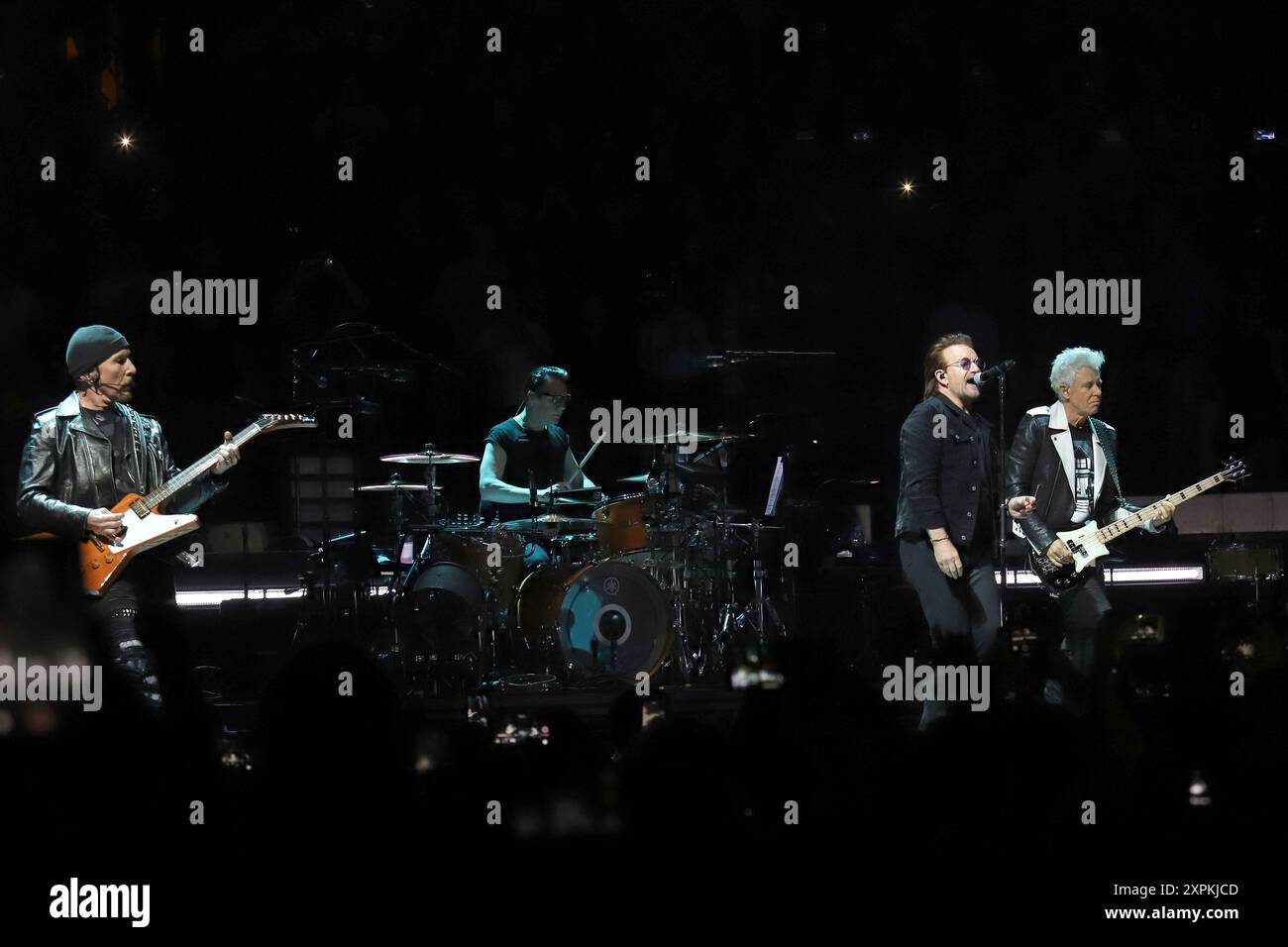 Bono, the Edge, Adam Clayton and Larry Mullen Jr. of U2 perform in ...