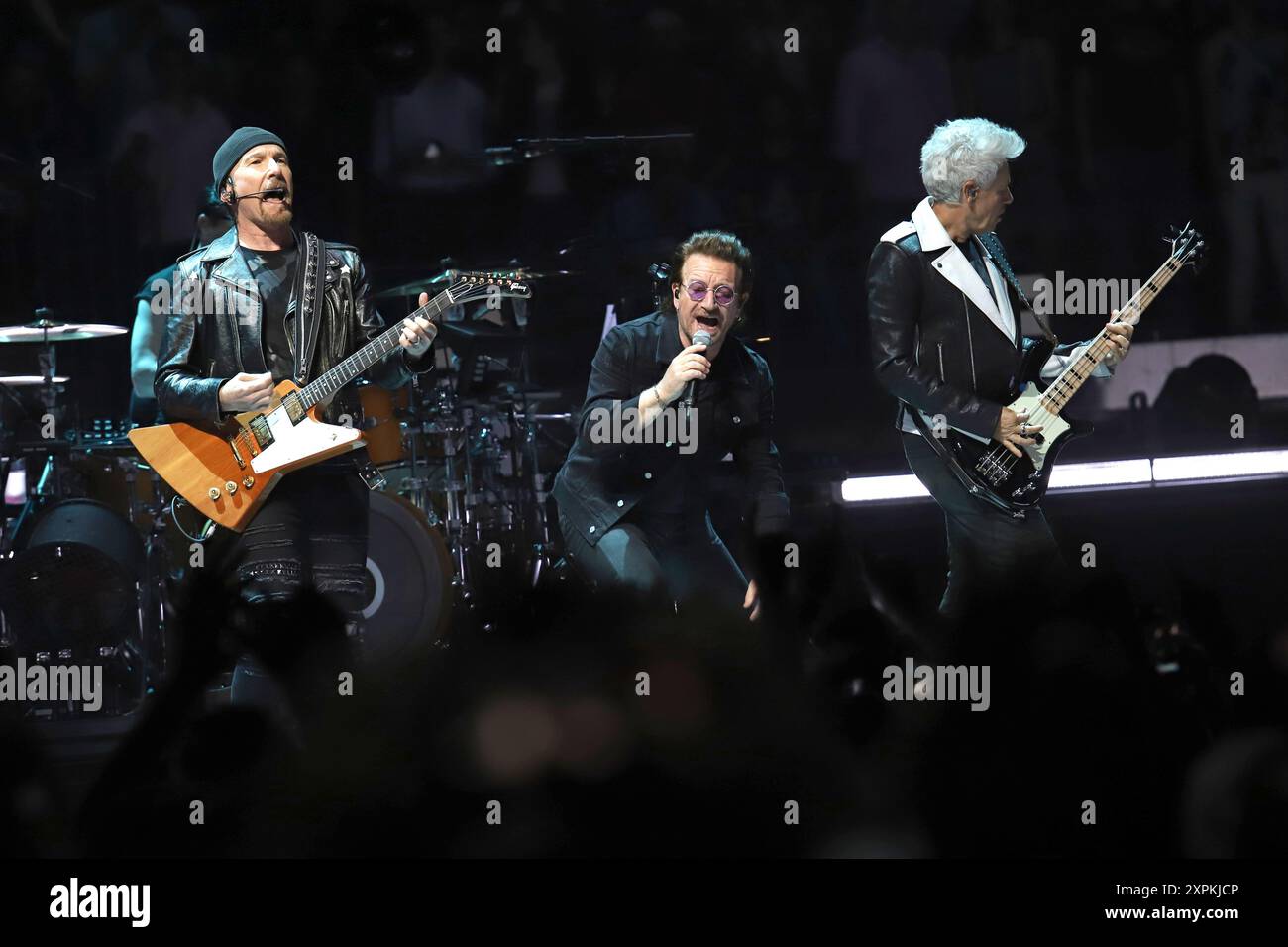 Bono, the Edge, Adam Clayton and Larry Mullen Jr. of U2 perform in ...