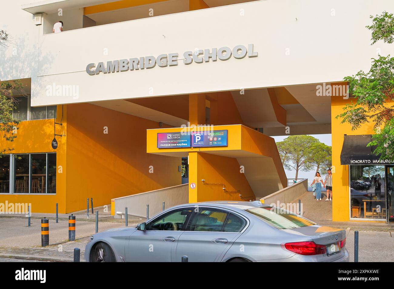 Facade of the cambridge school at nations' park in lisbon with vibrant ...