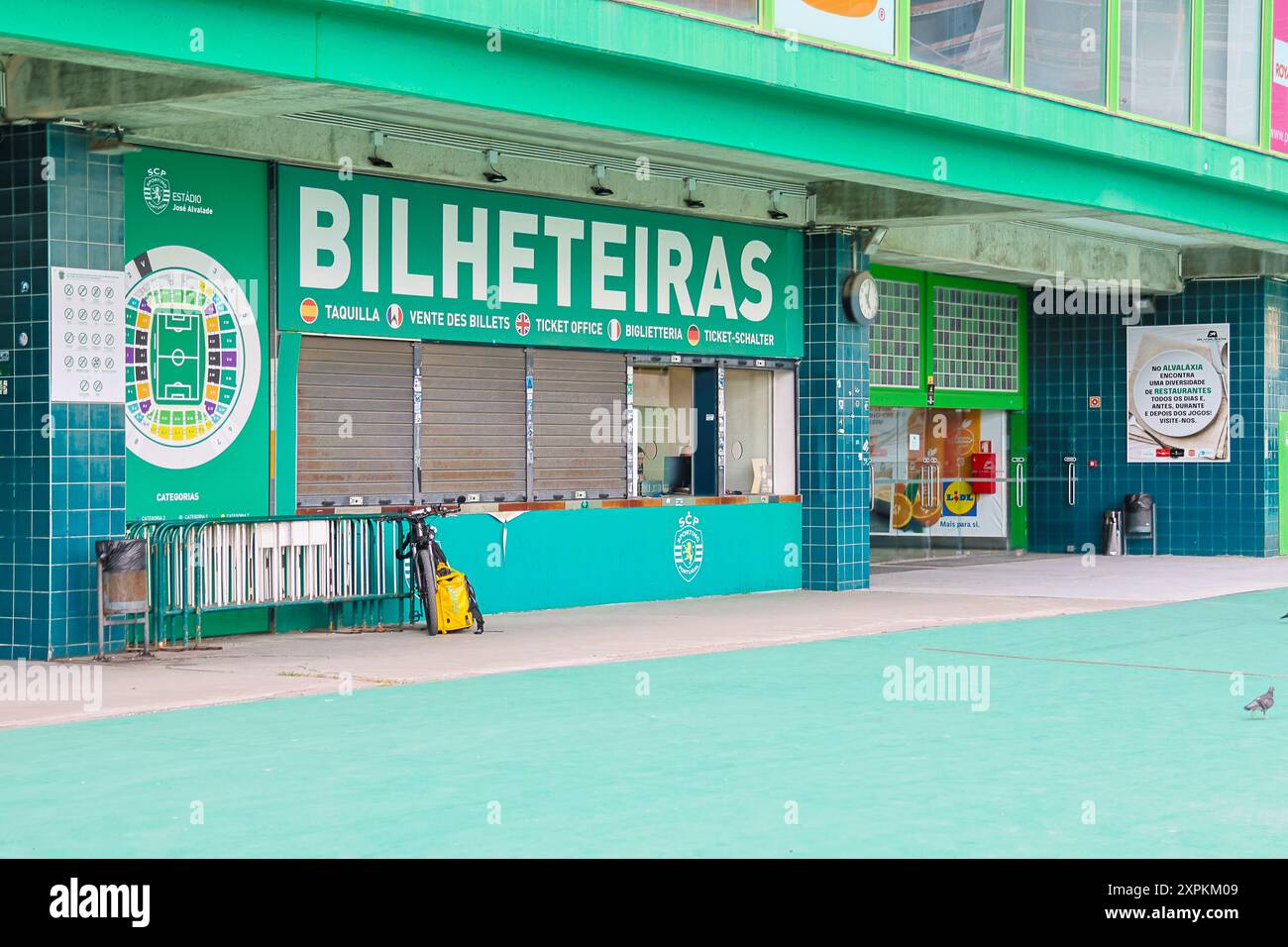 View of the ticket counters at sporting clube de portugal's stadium ...