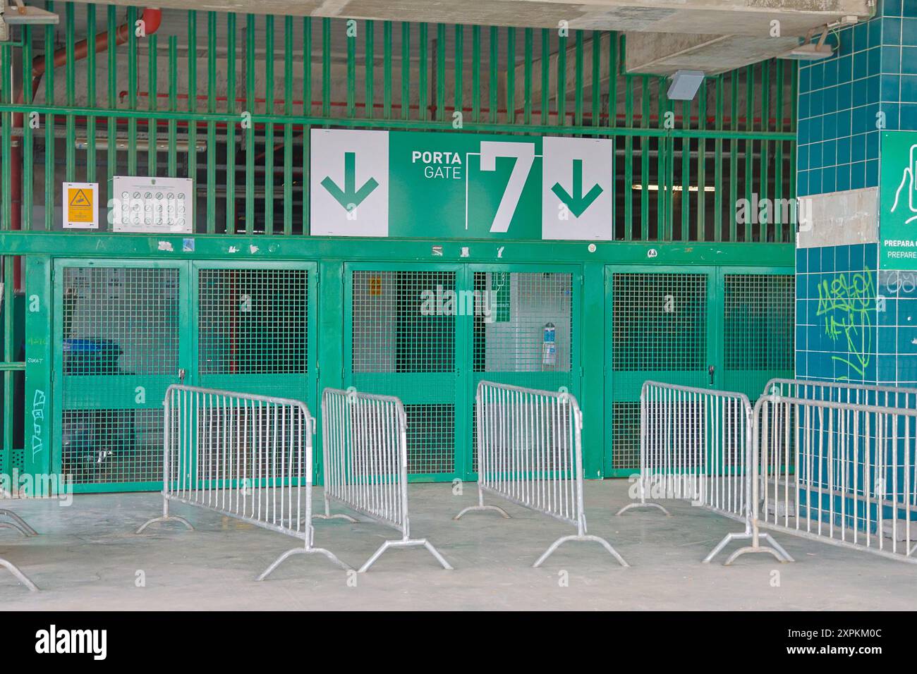 View of gate number 7 entrance with barriers at sporting clube de ...