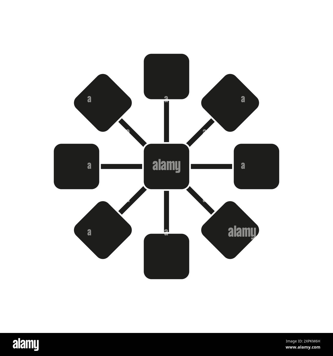 Network Connection Icon Geometric Node Structure Square Link Design