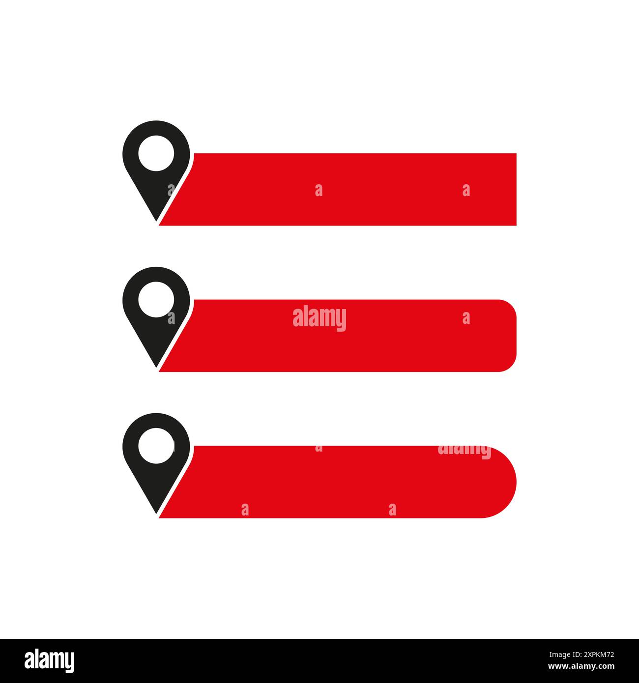 Location marker icons. Red and black. Text placeholders. Vector ...