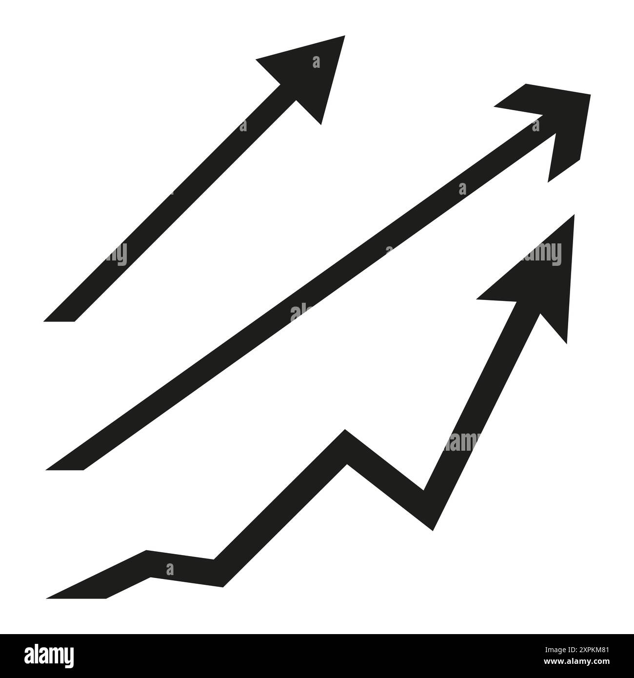 Arrow growth icons. Three upward arrows. Black and white vector ...