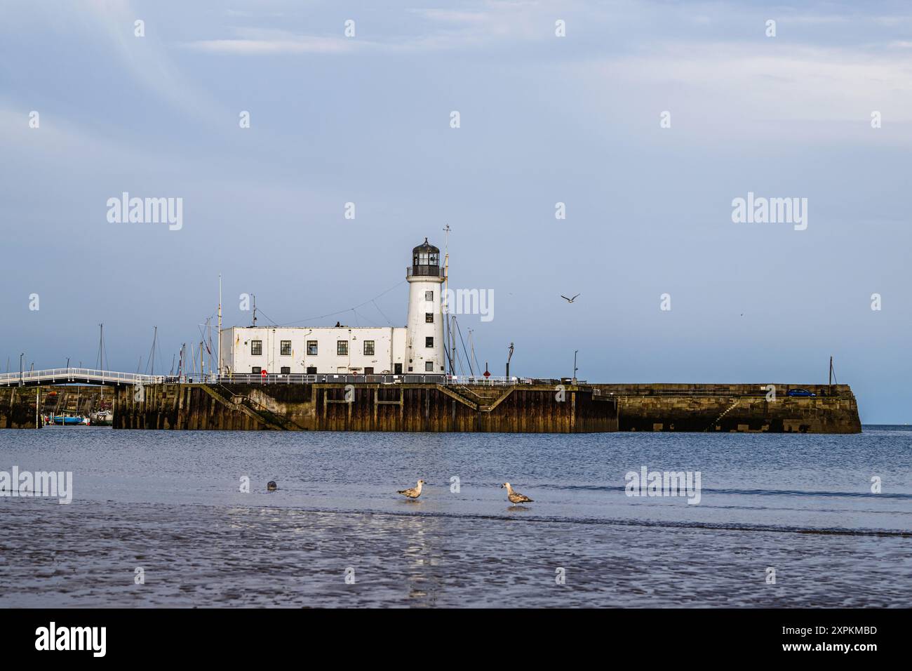 Scarborough Lighthouse and Harbour, Vincent Pier, Scarborough, North ...