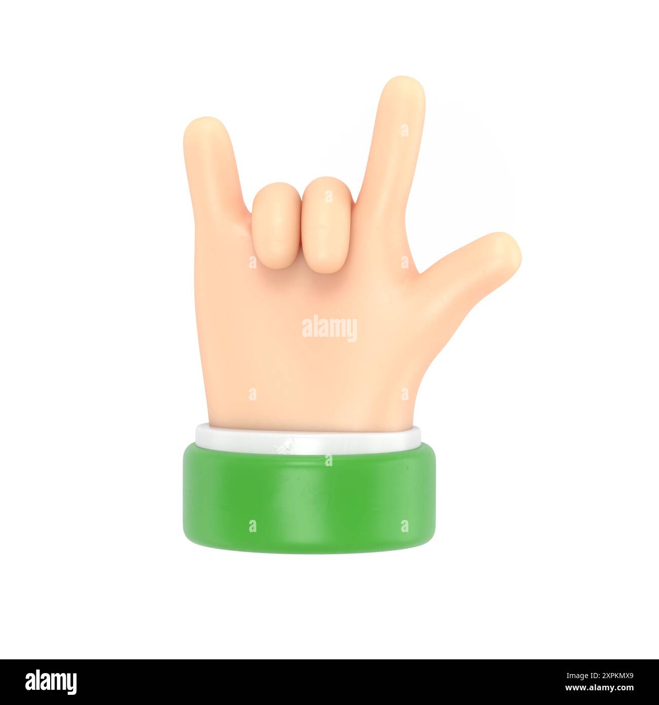 Cartoon Gesture Icon Mockup. Cartoon character hand rock on gesture. 3D ...