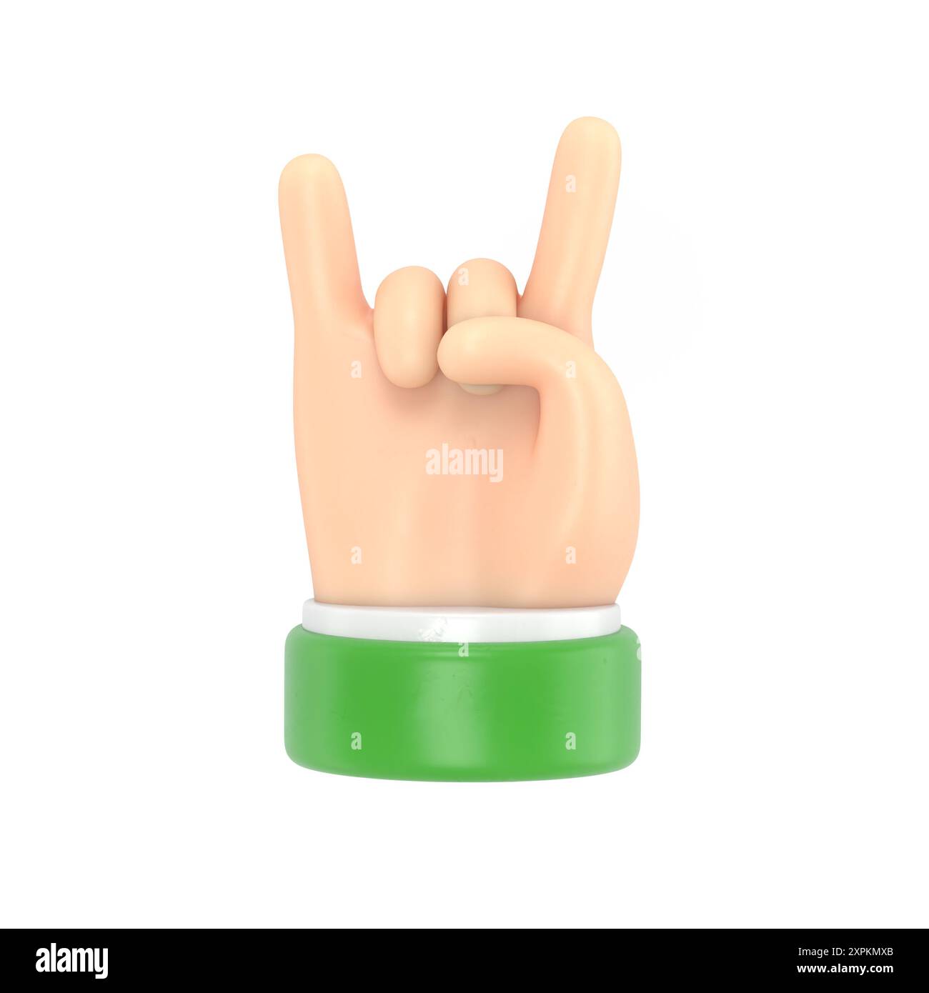 Cartoon Gesture Icon Mockup. Cartoon character hand rock on gesture. 3D ...