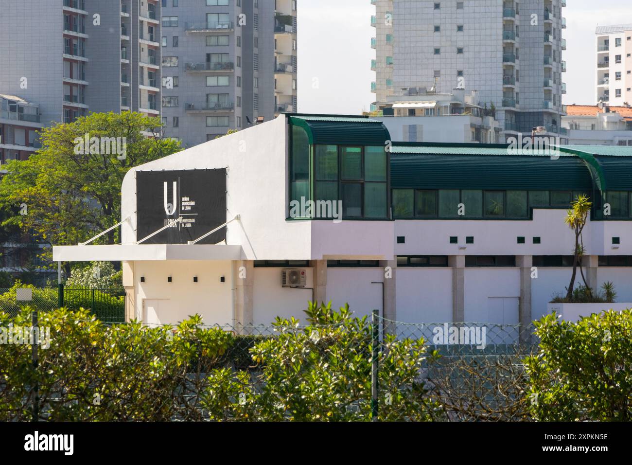 The modern architecture of lisbon university stadium facade in the ...