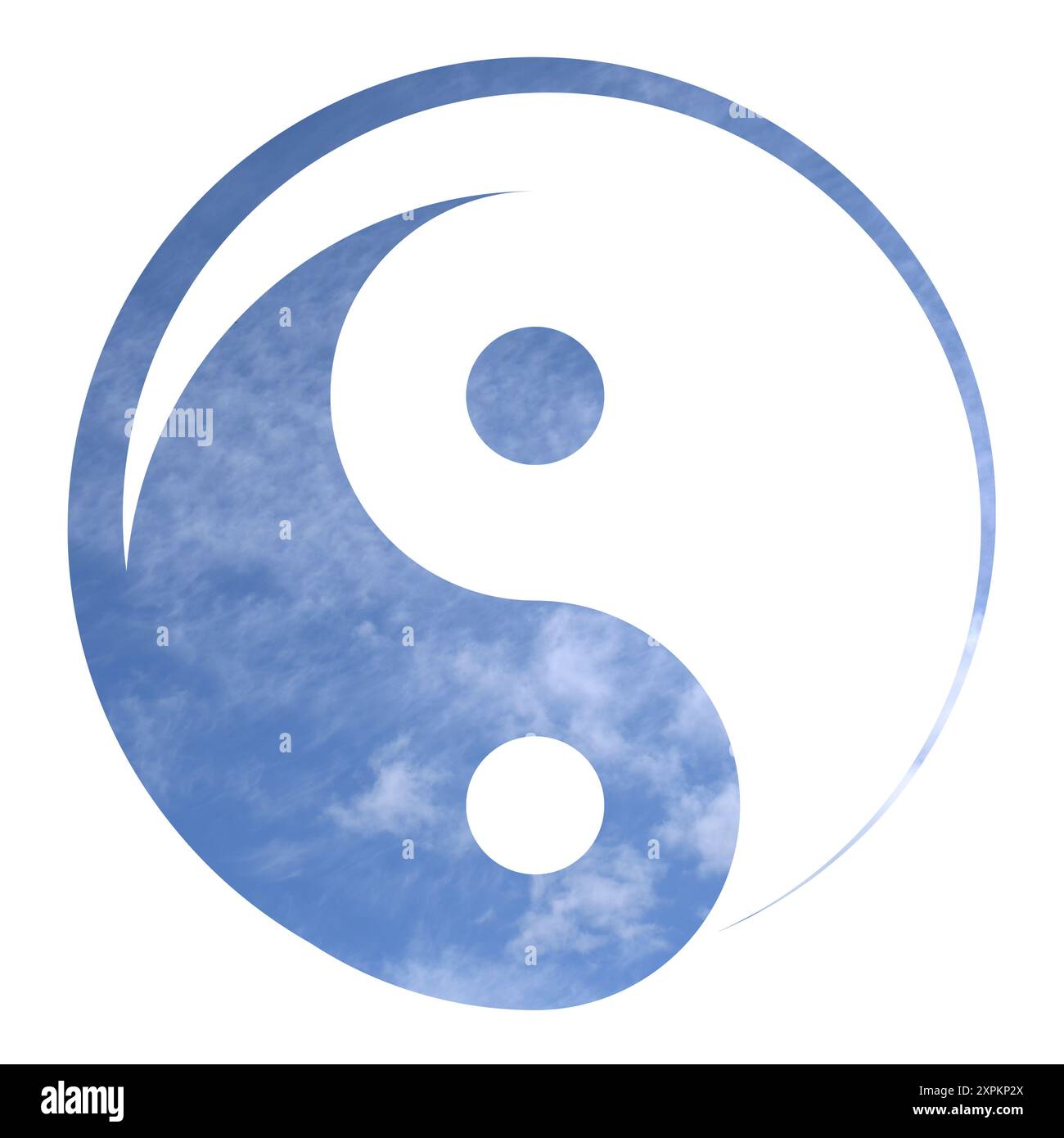 Yin and yang symbol with sky inside on white background Stock Photo - Alamy