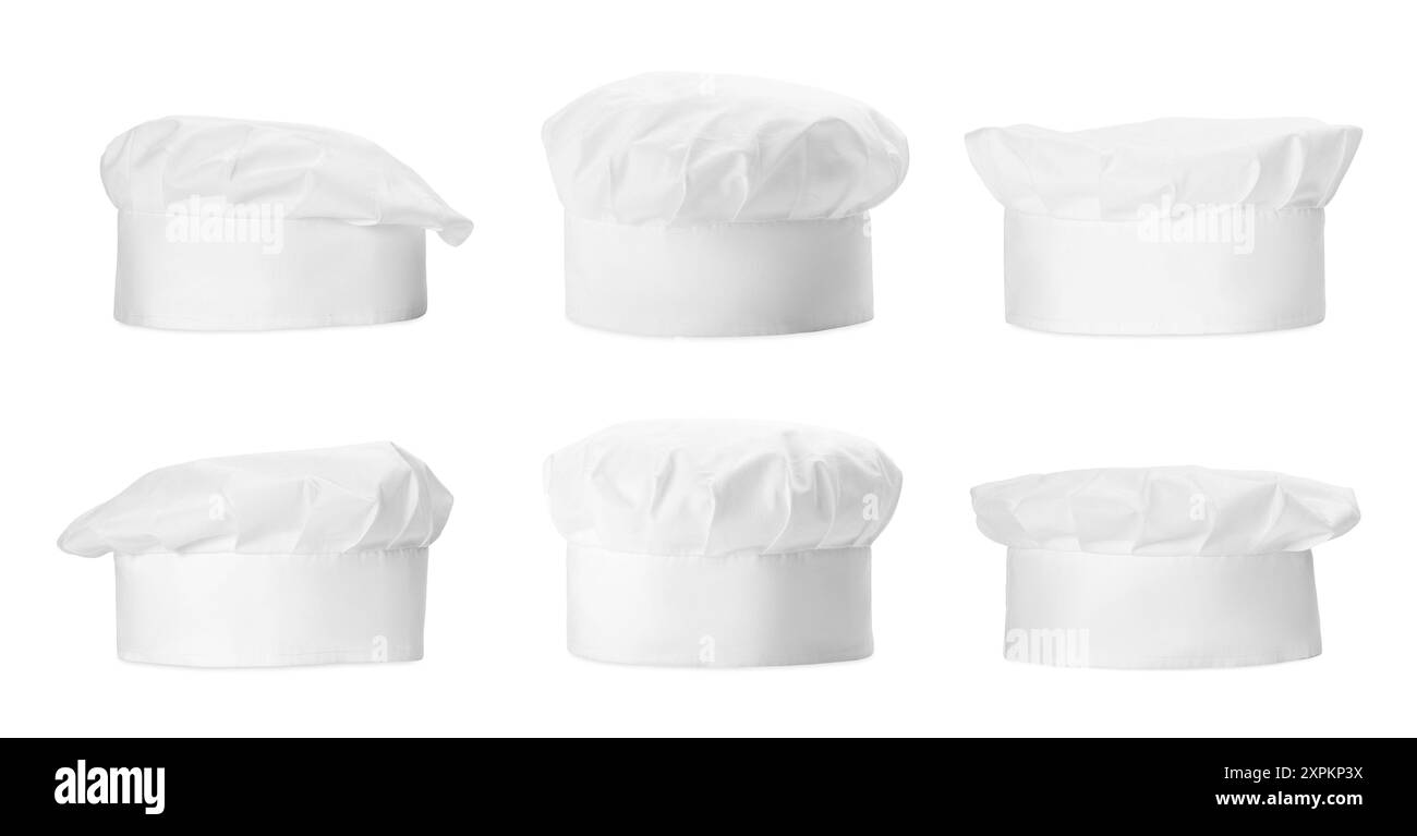 Chef hat isolated on white, collage. Uniform Stock Photo - Alamy