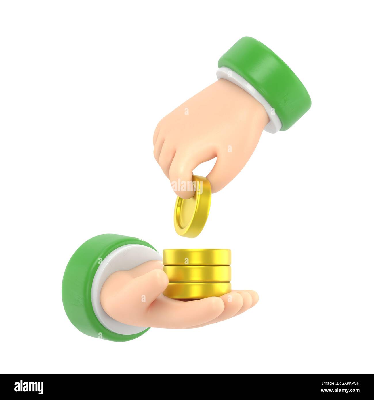 Cartoon Gesture Icon Mockup.3d Icon black hand giving coins. Money ...
