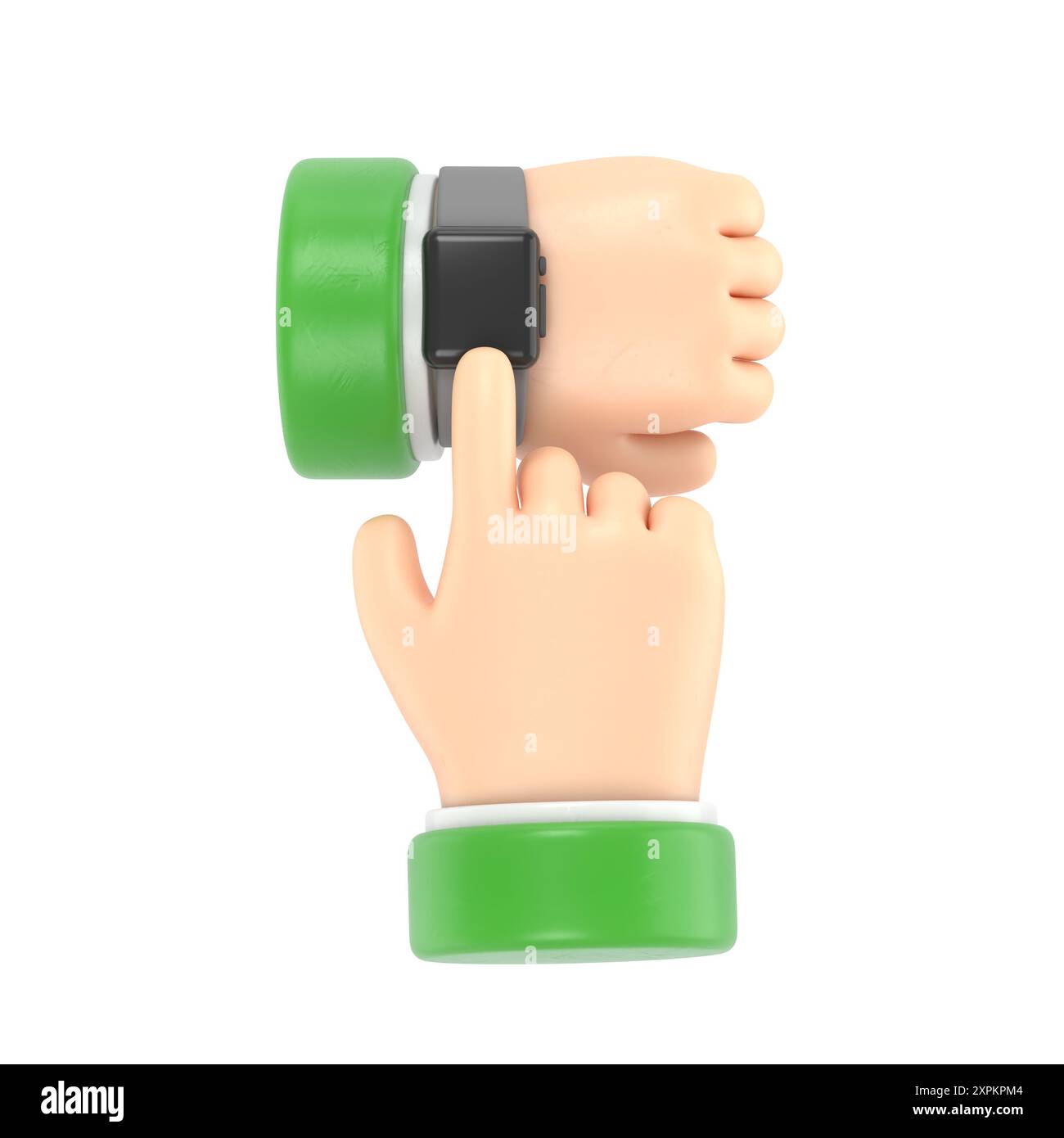 Cartoon Gesture Icon Mockup.Looking time. Human in a suit watching time ...