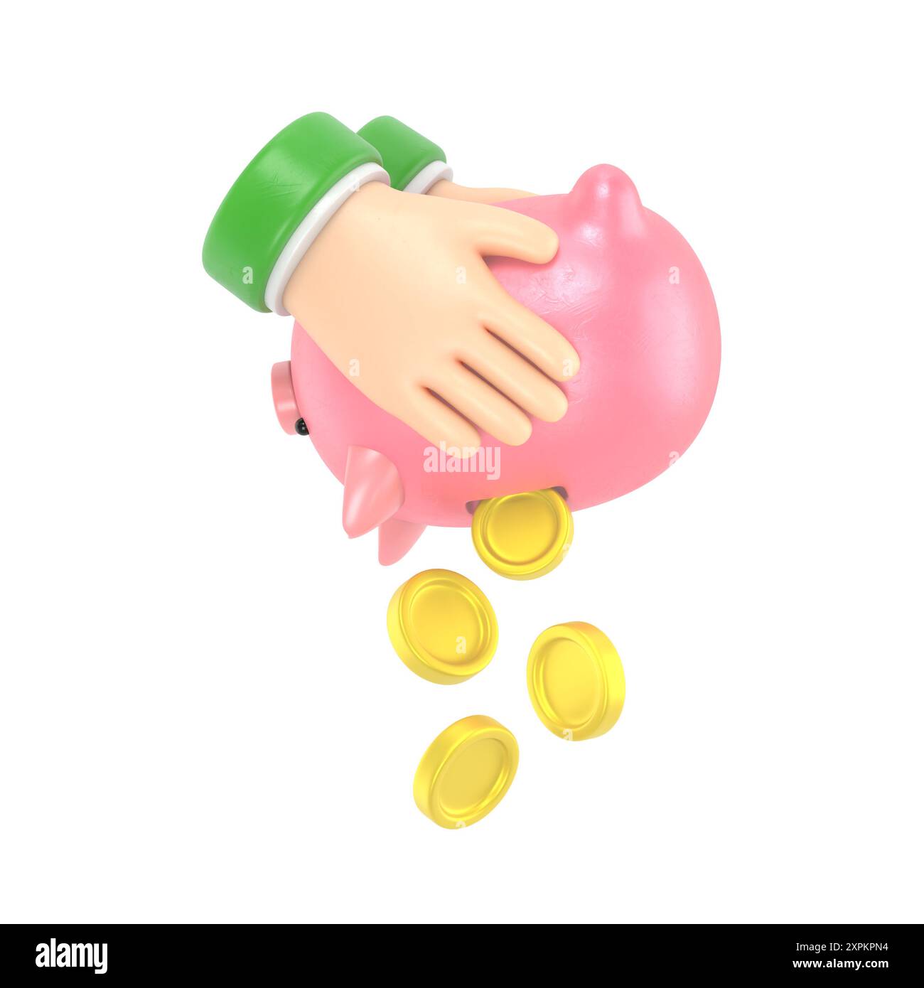 Cartoon Gesture Icon Mockup.Human in hands shaking piggy bank. Fall ...