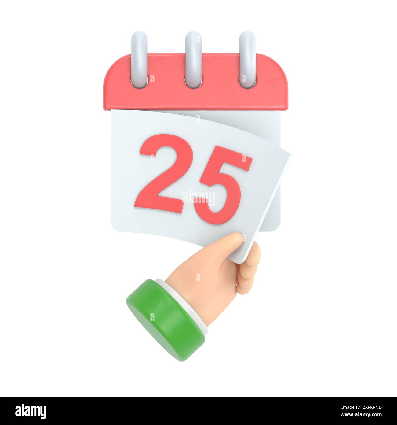 Cartoon Gesture Icon Mockup.Tear off the calendar sheet. 25 is the date ...
