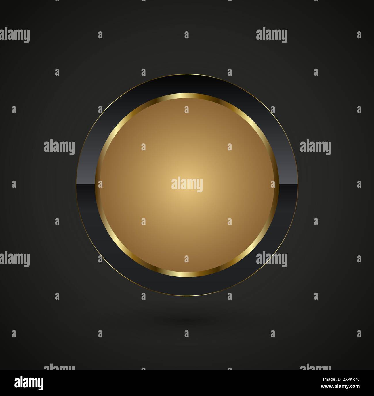 Premium circle button in round gold frame vector illustration. Luxury ...