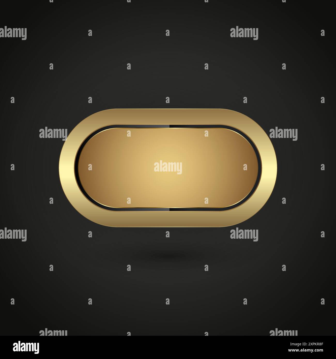 Luxury ellipse button with premium frame vector illustration. and 3d golden glossy elegant ...