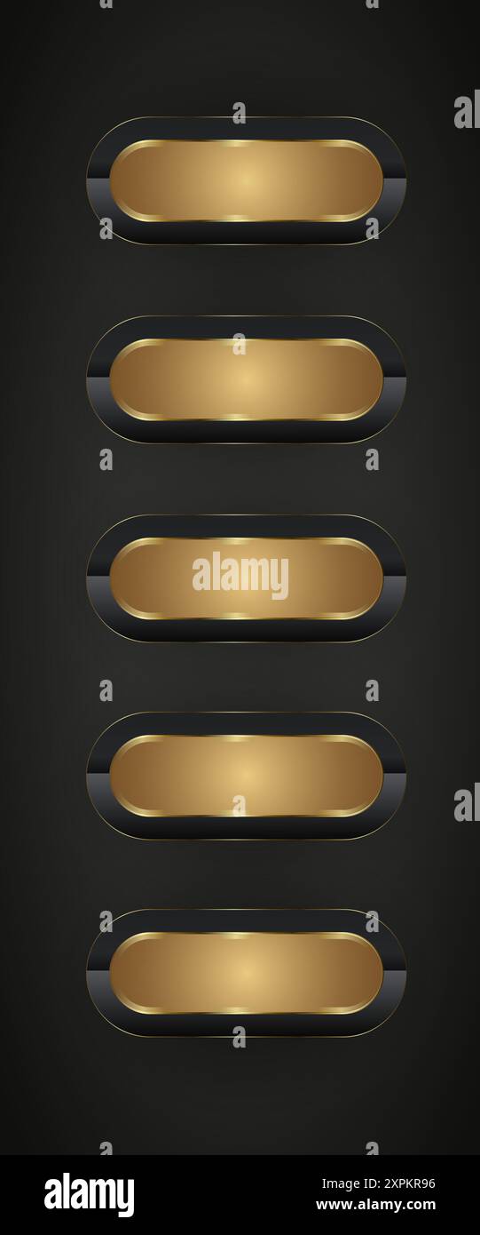 Set of FIVE Premium buttons design, vector illustration design on dark ...