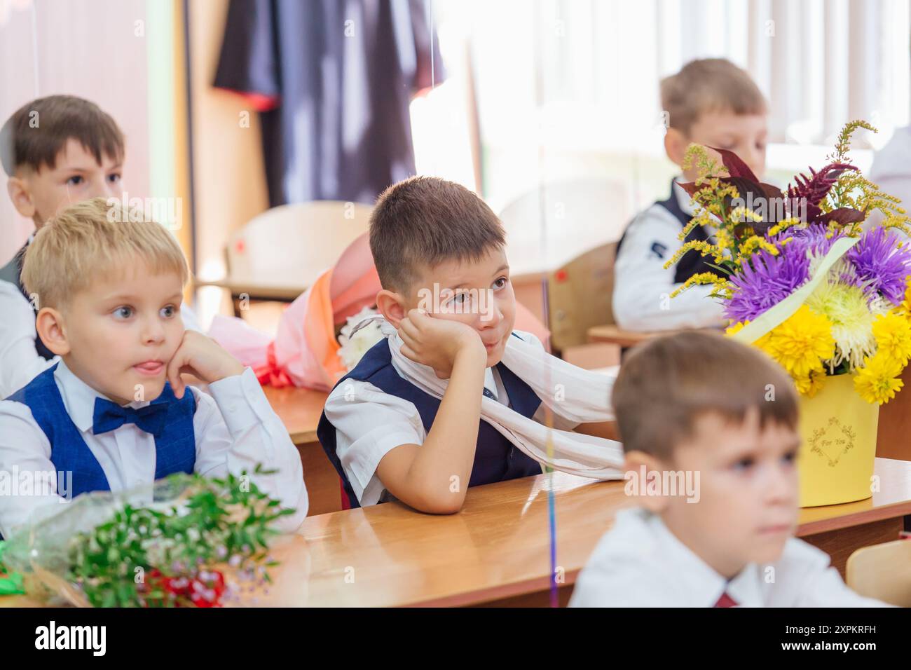 NOVOKUZNETSK, KEMEROVO REGION, RUSSIA - SEP, 1, 2022: First-grade ...