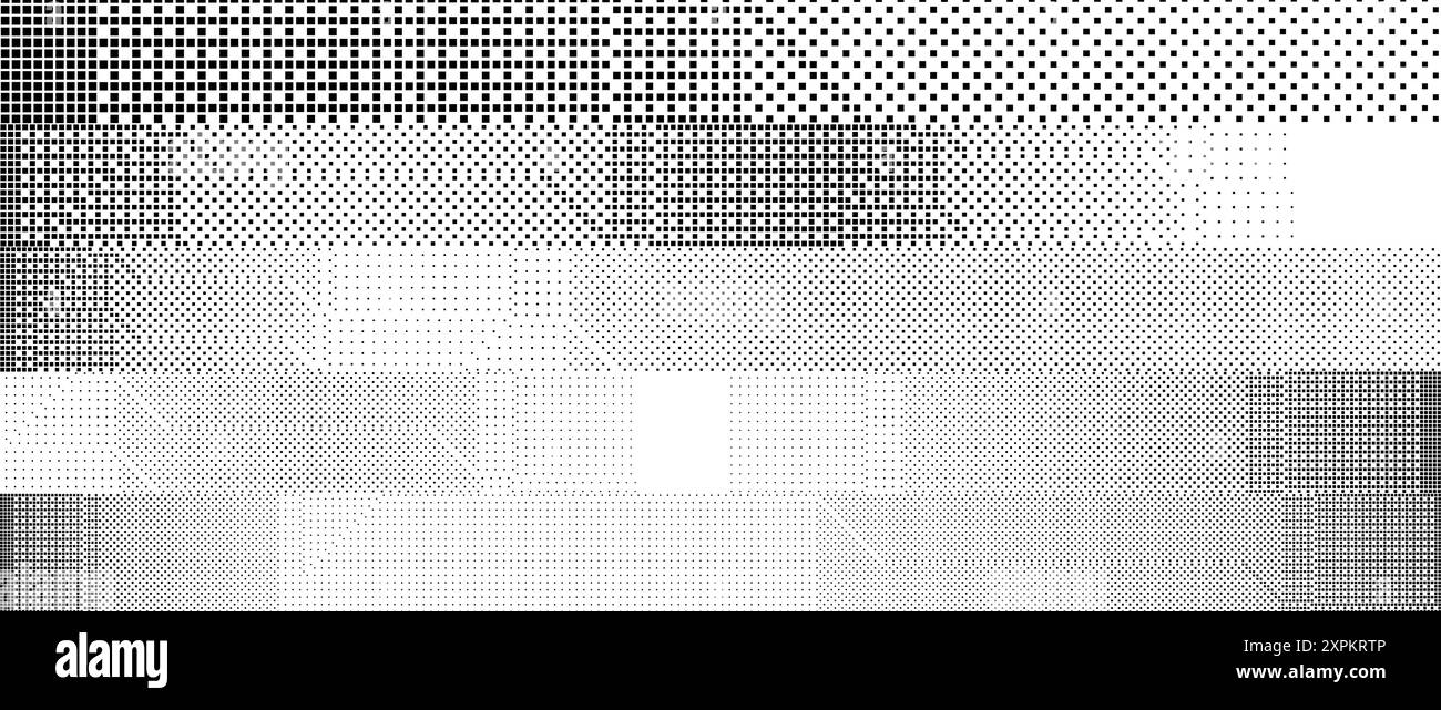 Bitmap pixelated striped pattern. Black and white halftone grunge ...