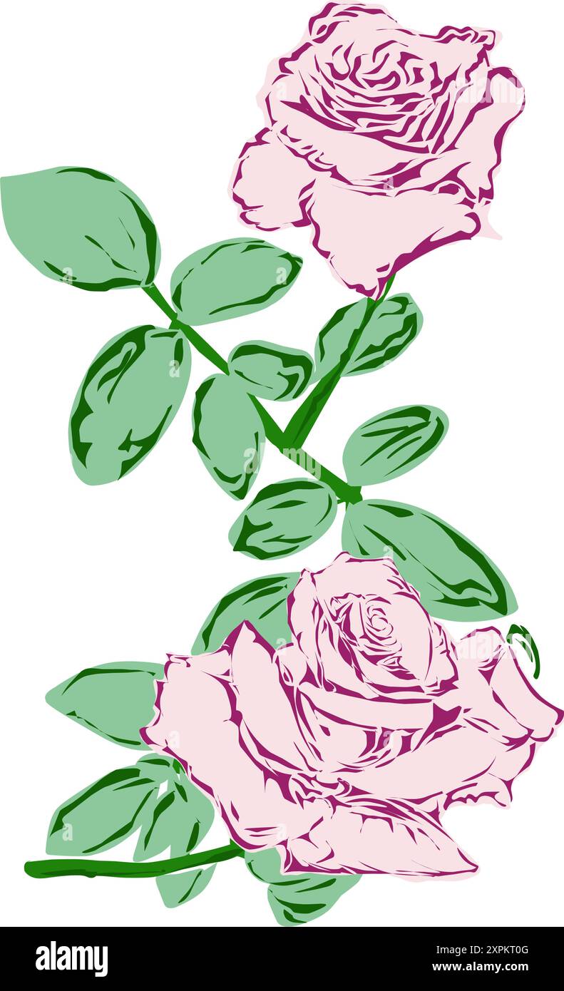 Pink rose flower design illustration. Perfect for poster, website ...