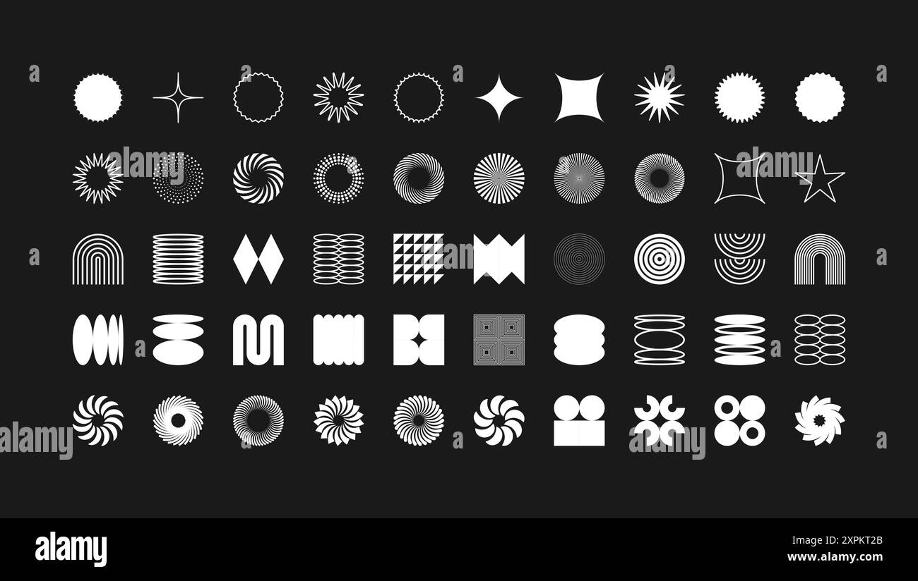 Brutalist geometric shapes, modern symbols. Simple primitive elements ...