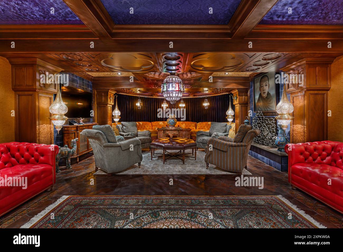 Amazing interior photograph of a custom Buddha room with wood, carpets ...