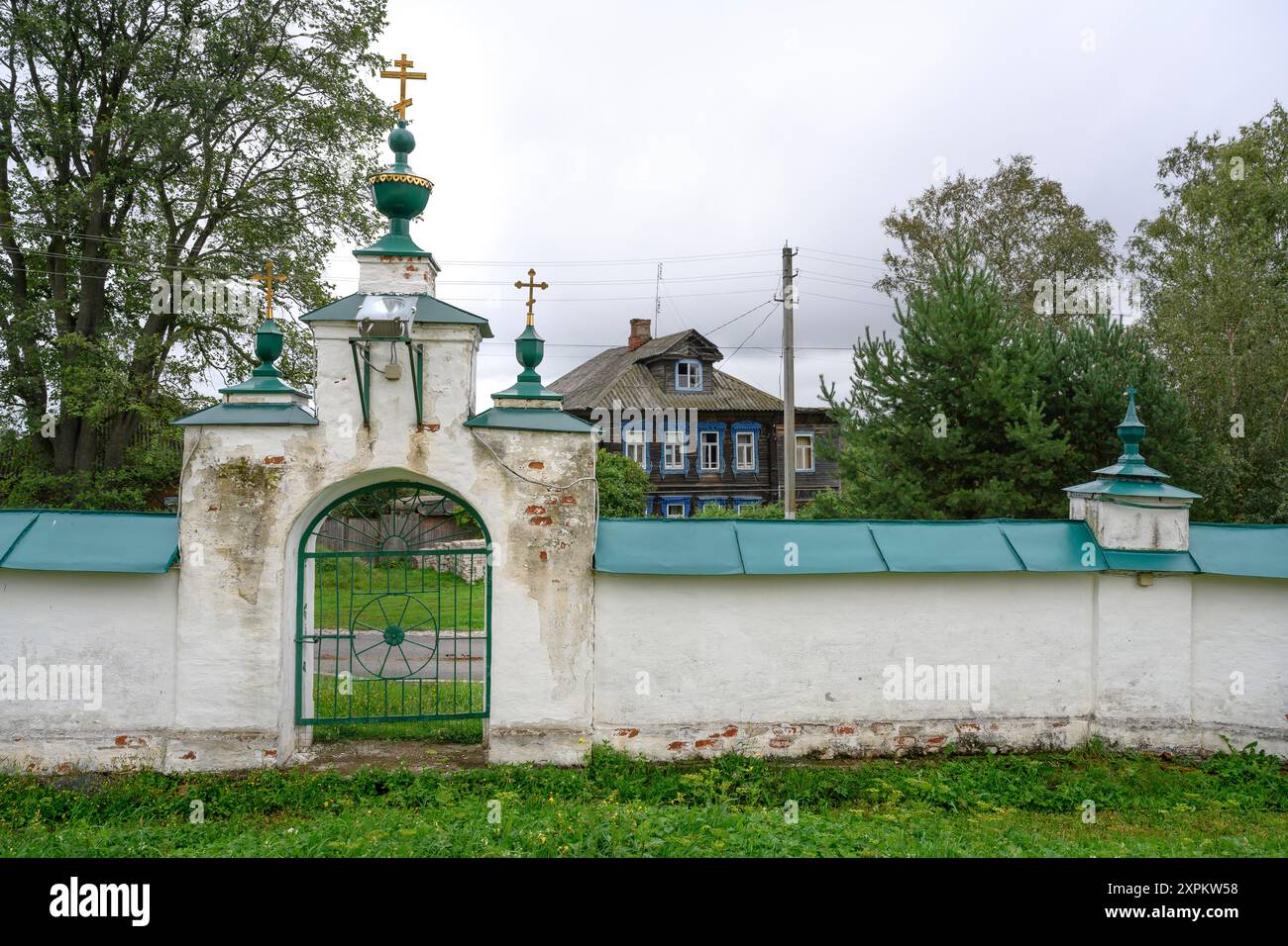 The gates and wall around the 17th century Nativity Church in the city ...