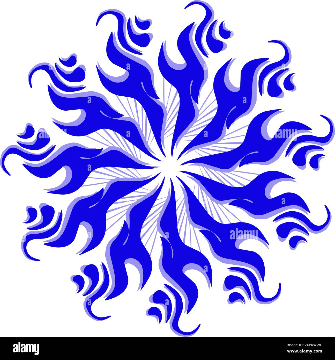 Blue tribal mandala icon with shadow. Perfect for logos, icons, items ...