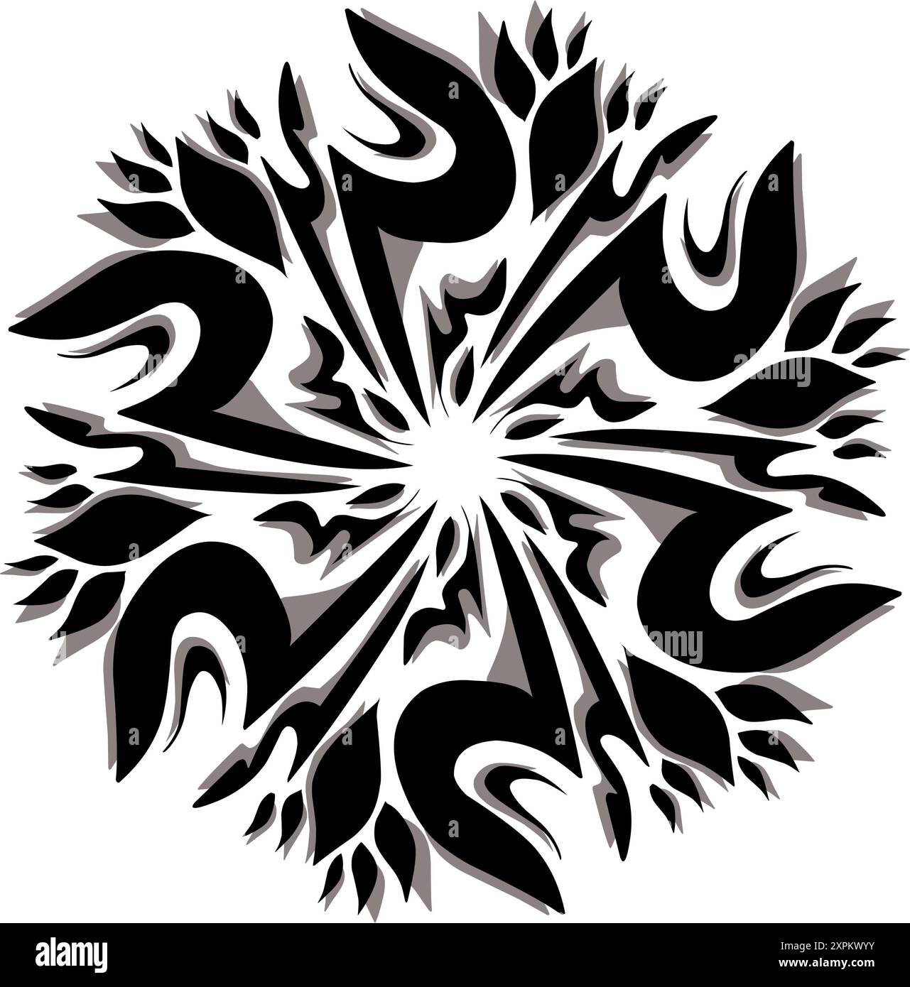 Black tribal mandala icon with shadow. Perfect for logos, icons, items ...