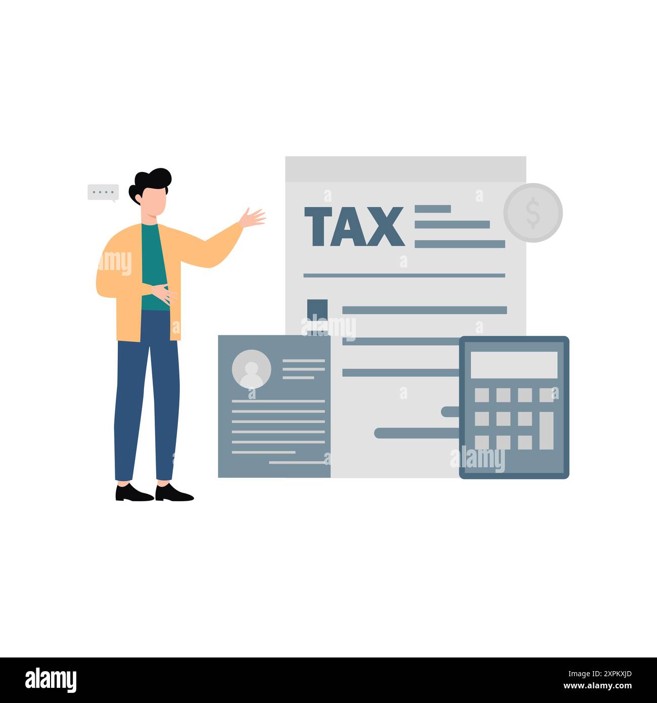 The boy is looking at the tax paper Stock Photo - Alamy