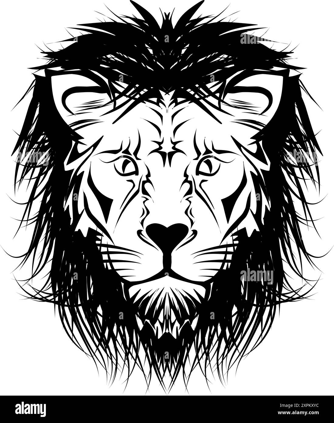 Illustration of tribal lion head mascot sticker. Perfect for tattoos ...