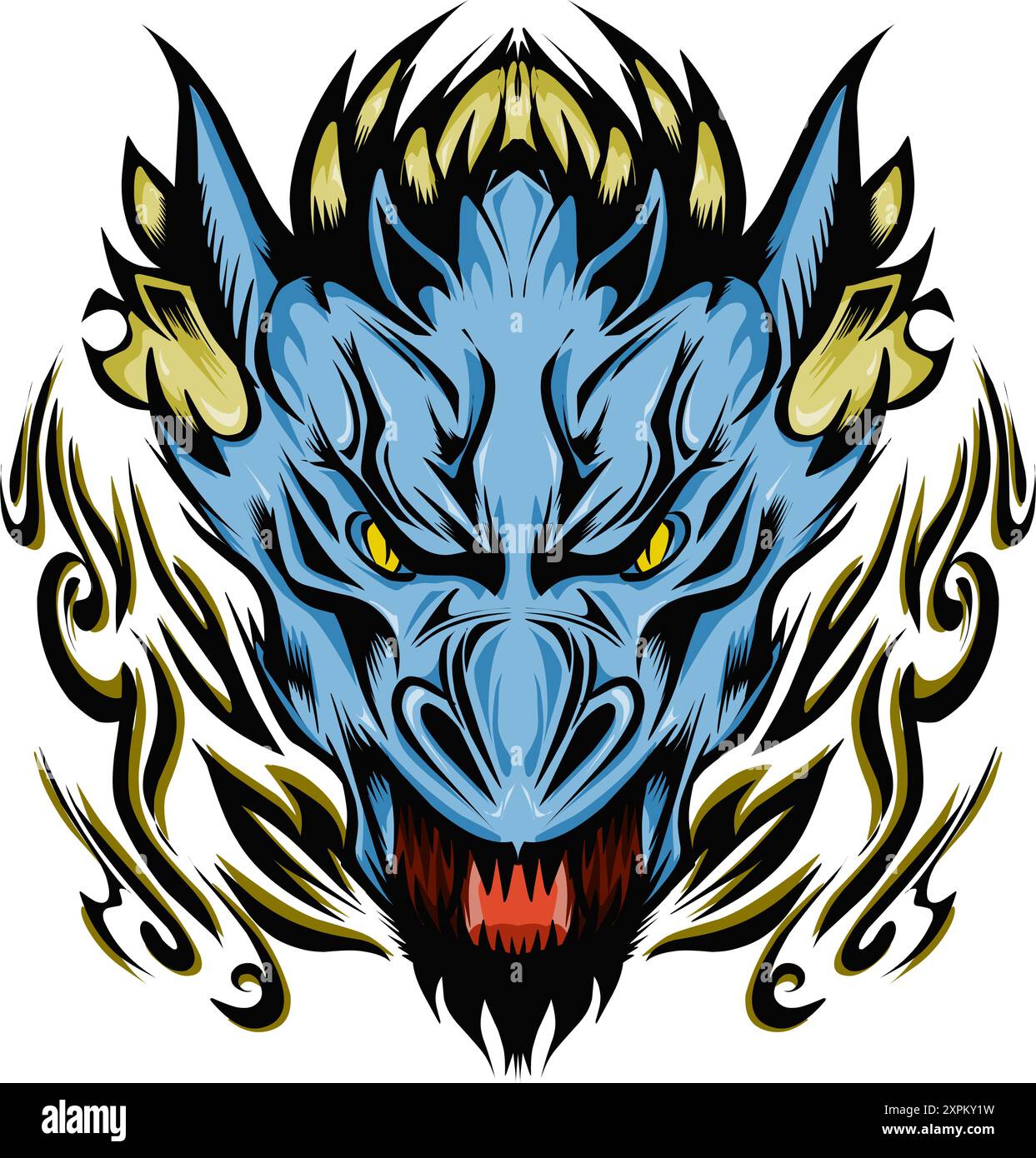 Tribal head mascot dragon sticker illustration. Perfect for tattoos ...