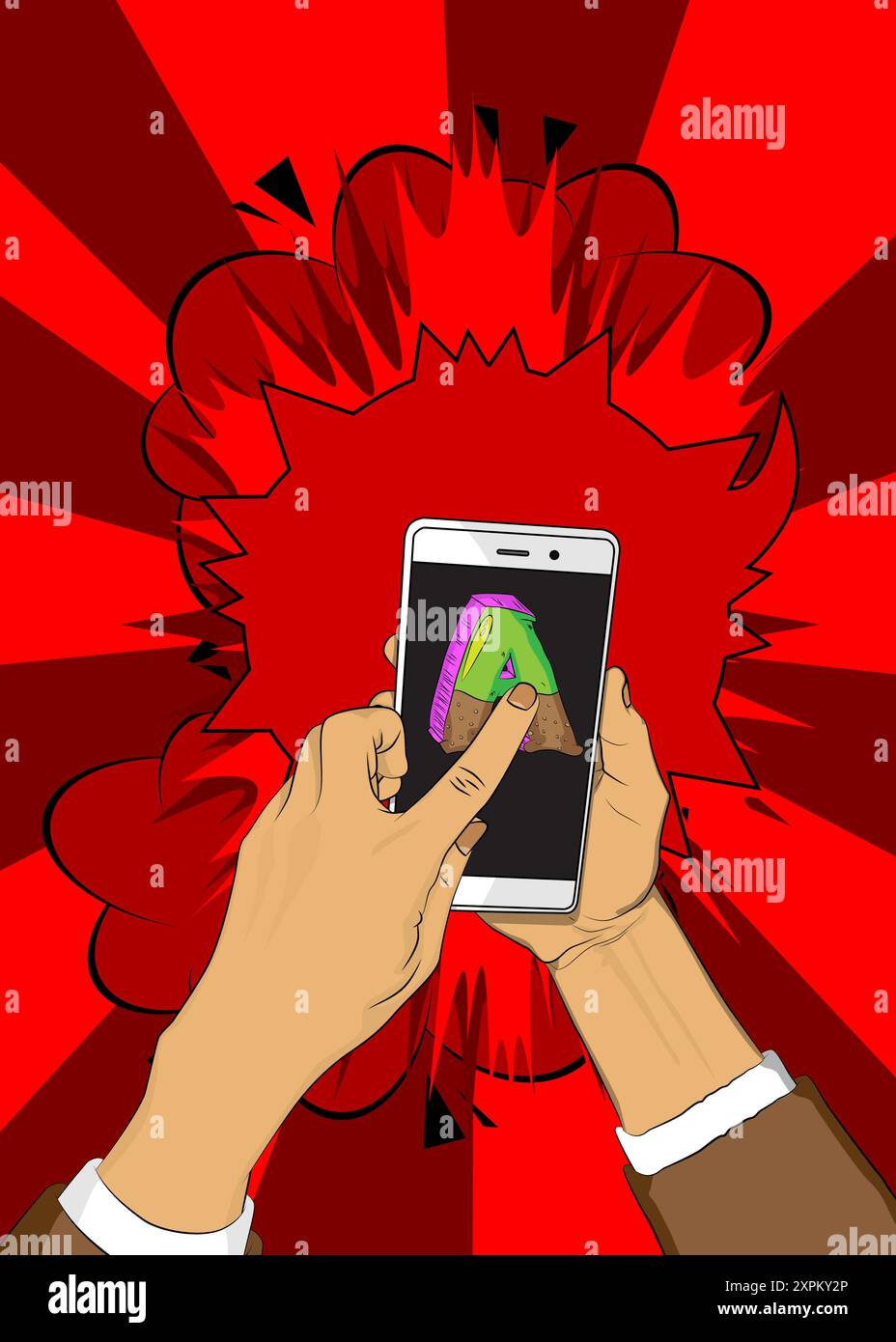 Cartoon Smartphone, comic book Telephone with Letter A. Retro vector ...