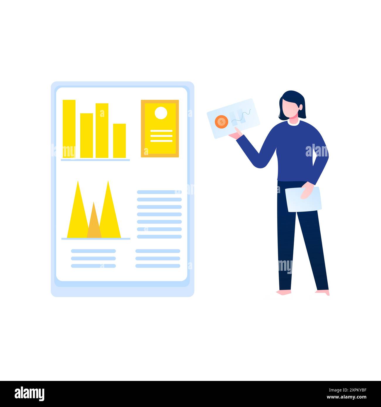 Girl is standing holding graph paper Stock Photo - Alamy