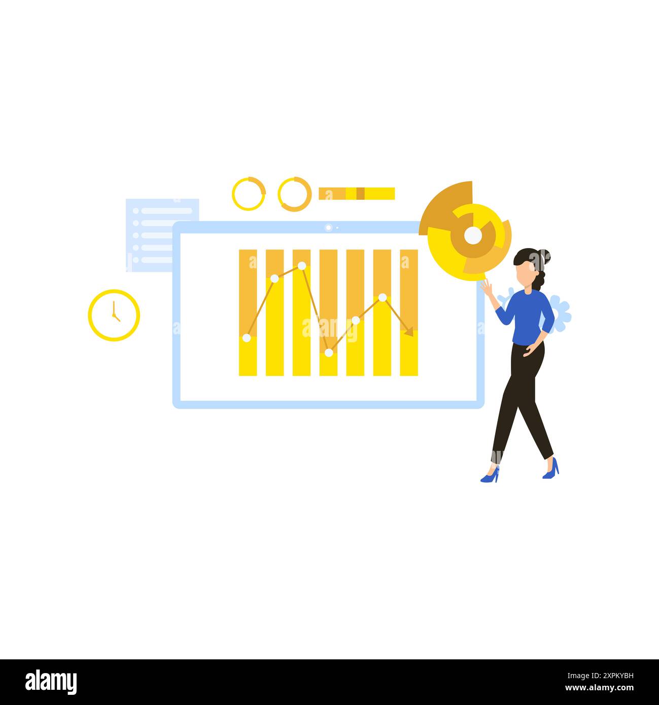 Girl looking at graph analytics Stock Photo - Alamy