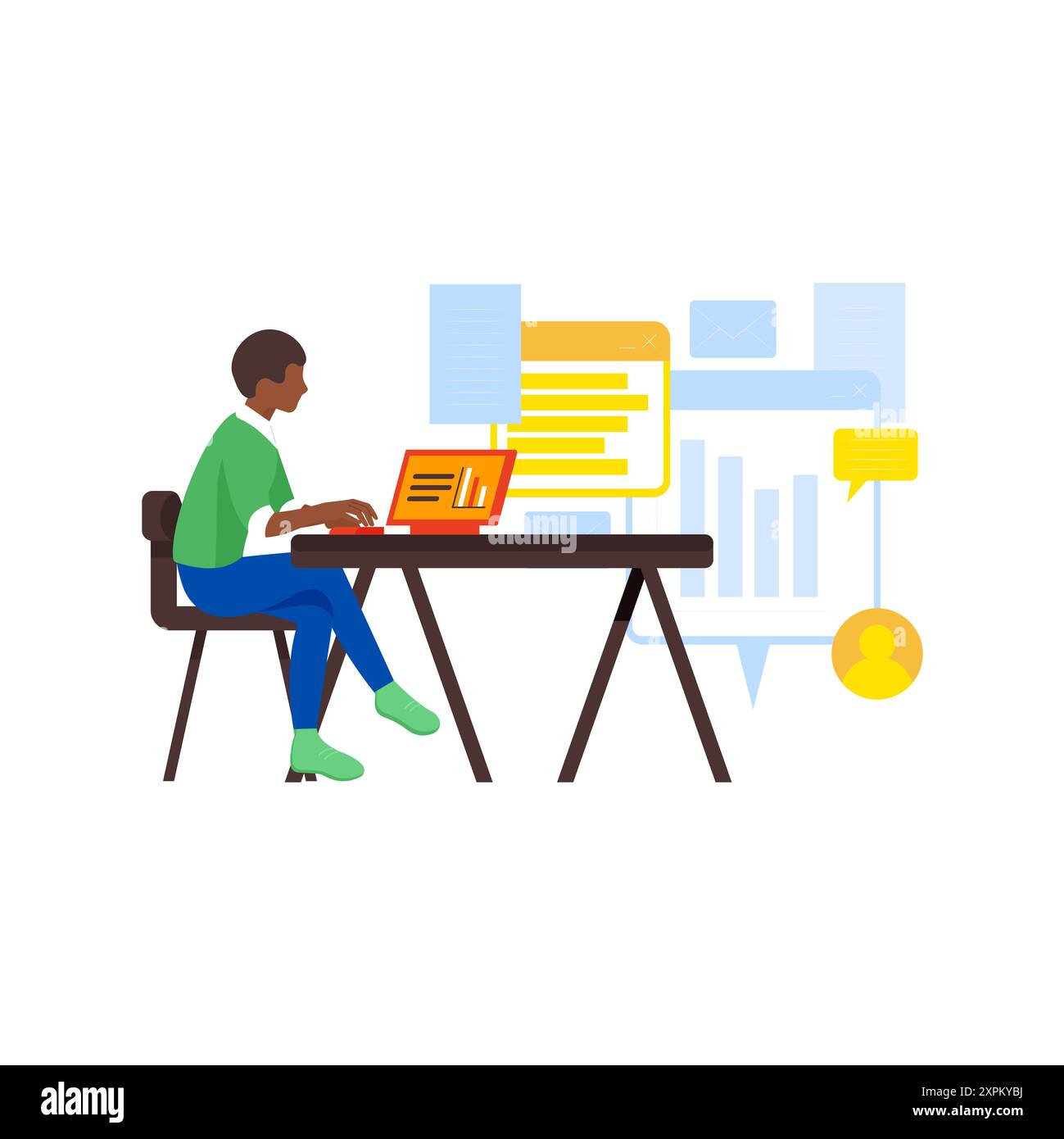 Girl working on business graph Stock Photo - Alamy