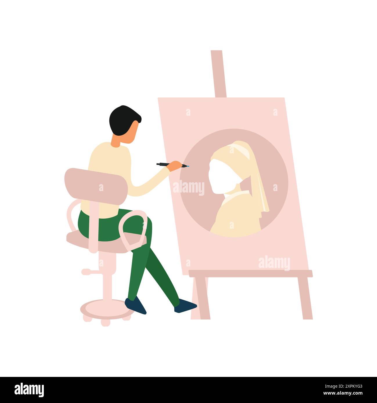The girl is drawing on board Stock Photo - Alamy