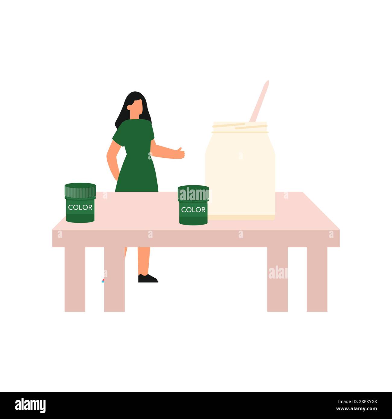 Illustration girl table on Cut Out Stock Images & Pictures - Alamy