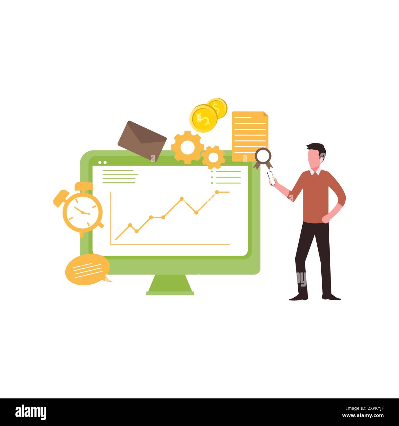 Boy looking at analytical graph Stock Photo - Alamy