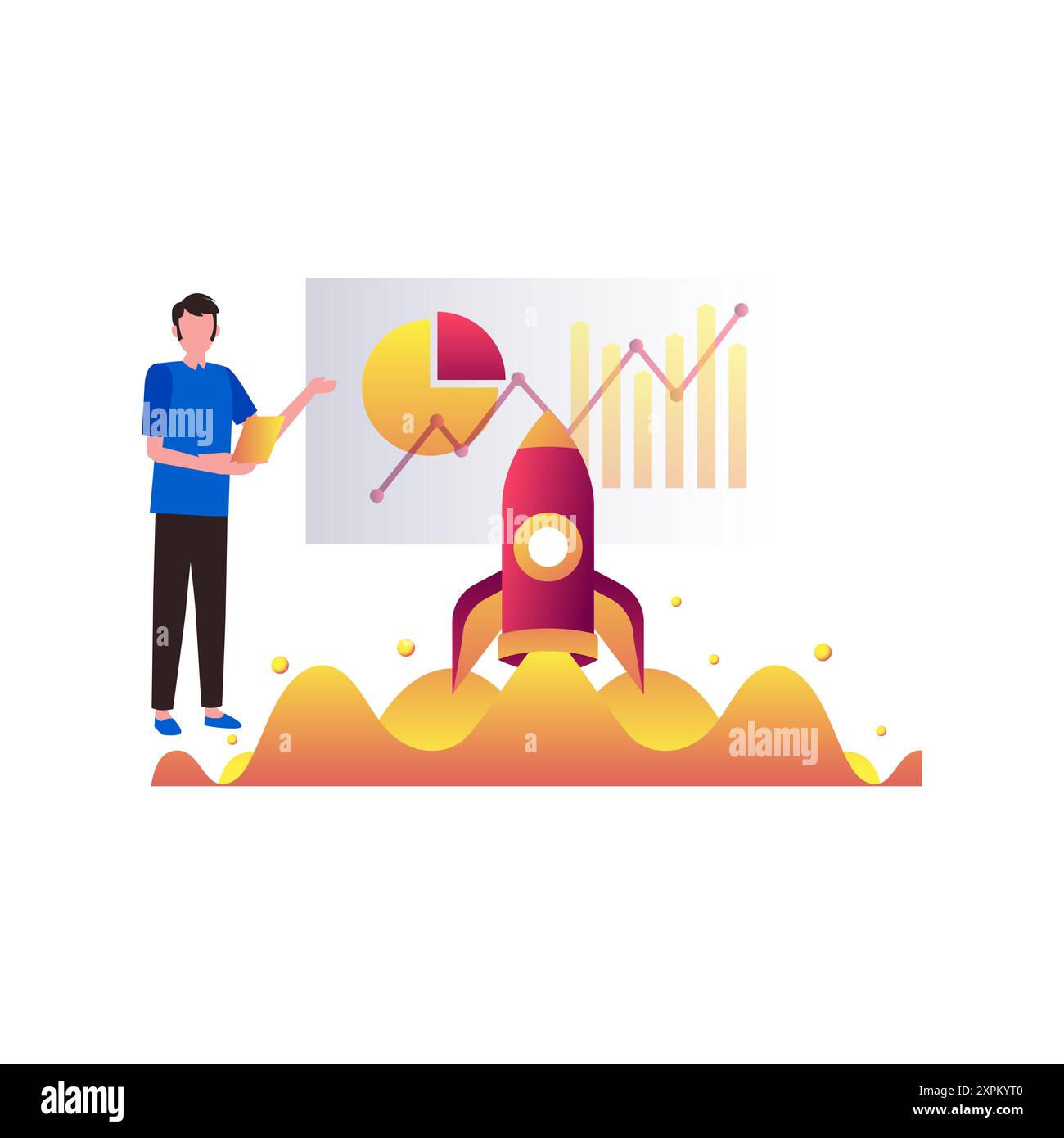 Cartoon business people looking chart Cut Out Stock Images & Pictures ...