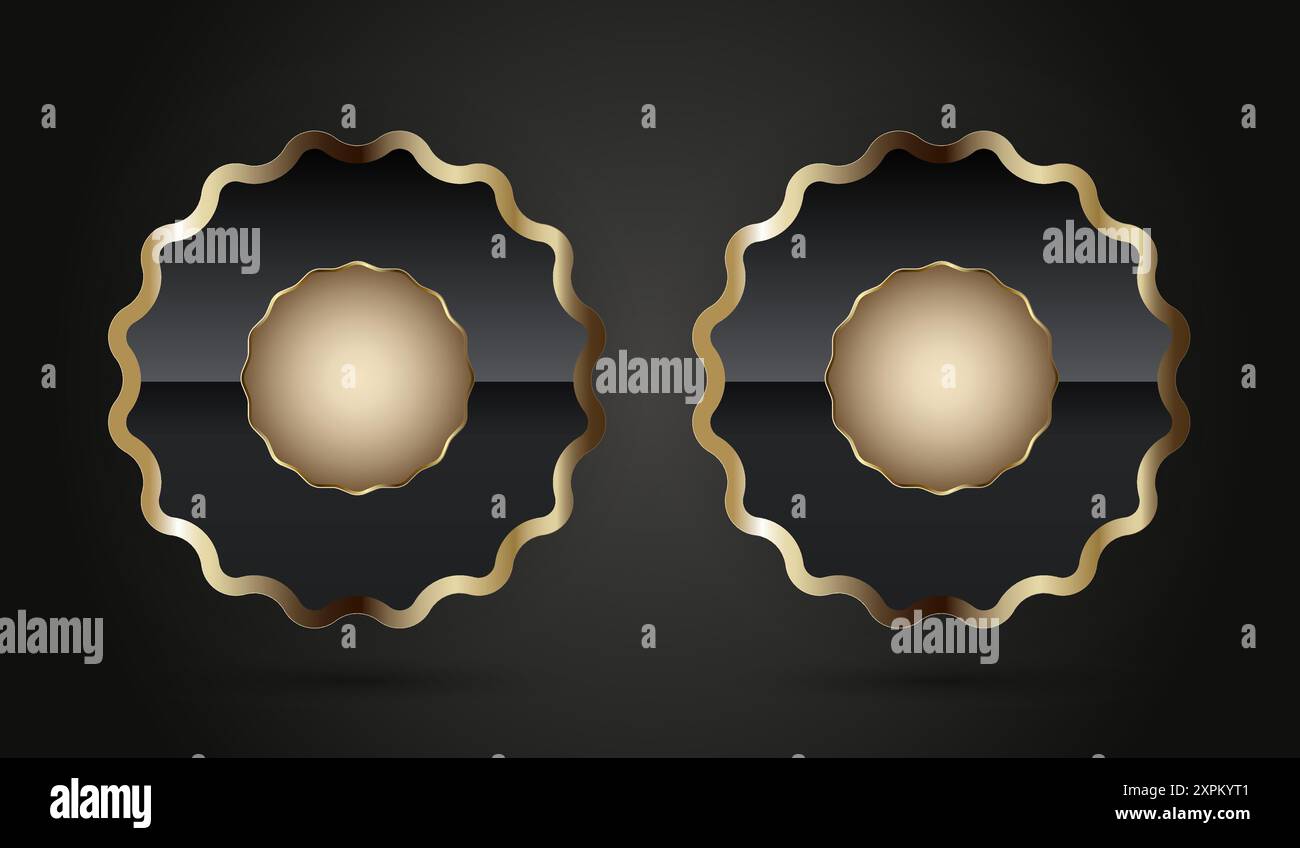 Groups of two premium quality badge buttons design, and 2 luxury circle ...