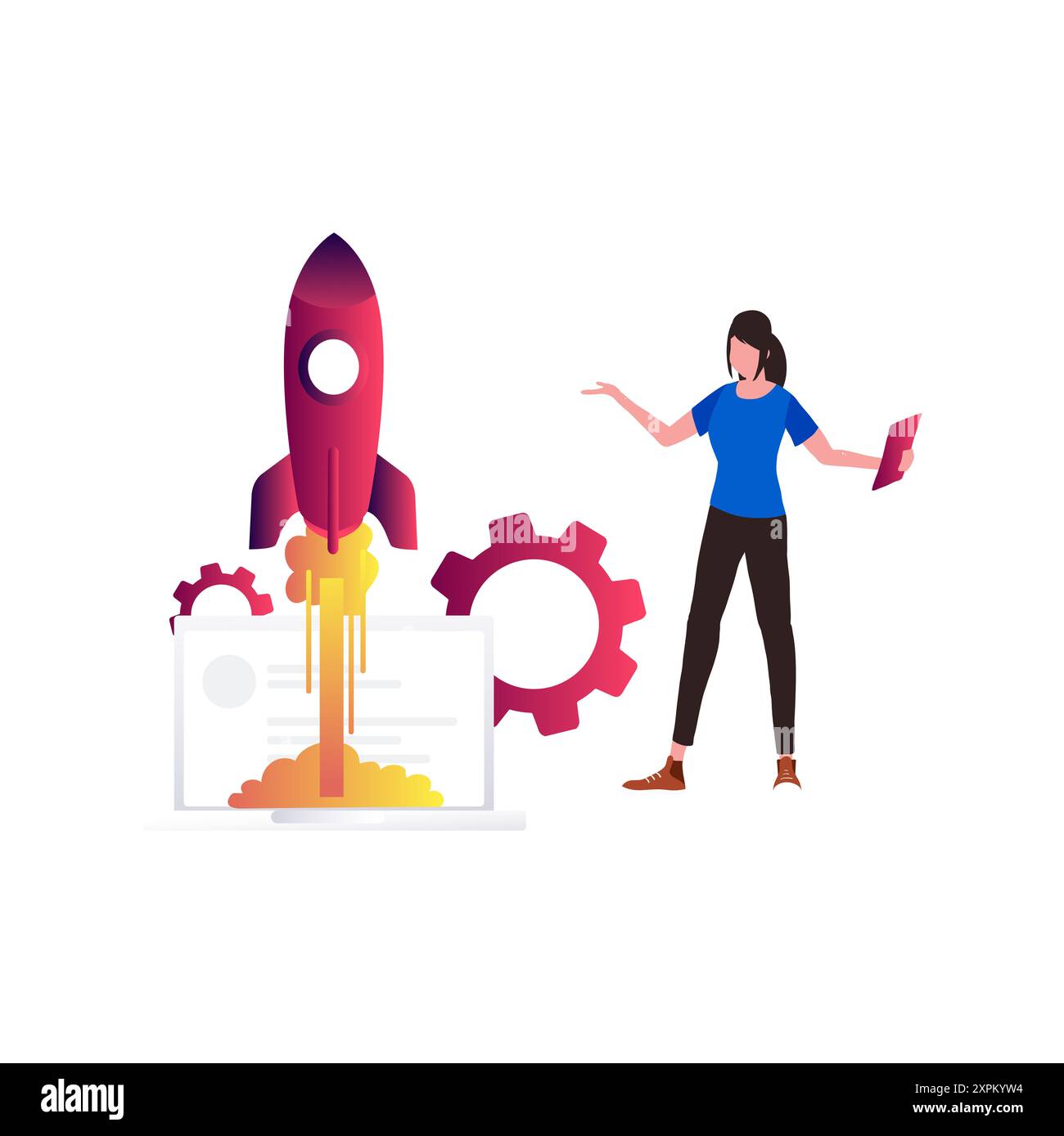 Startup concept rocket launch Cut Out Stock Images & Pictures - Alamy