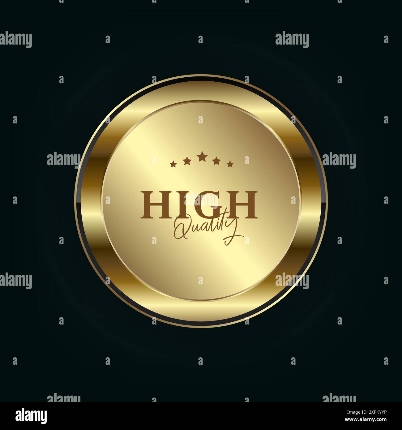 A premium and Golden label button isolated on black background ...