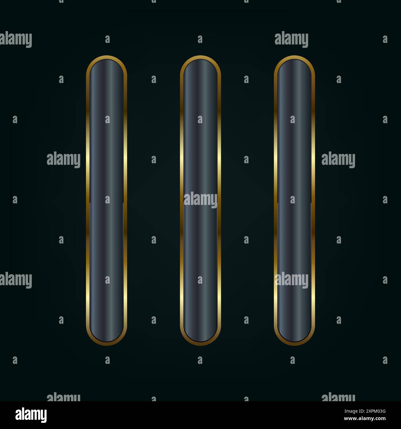 THREE Dark premium UI, UX vector illustration with frame 3d golden ...