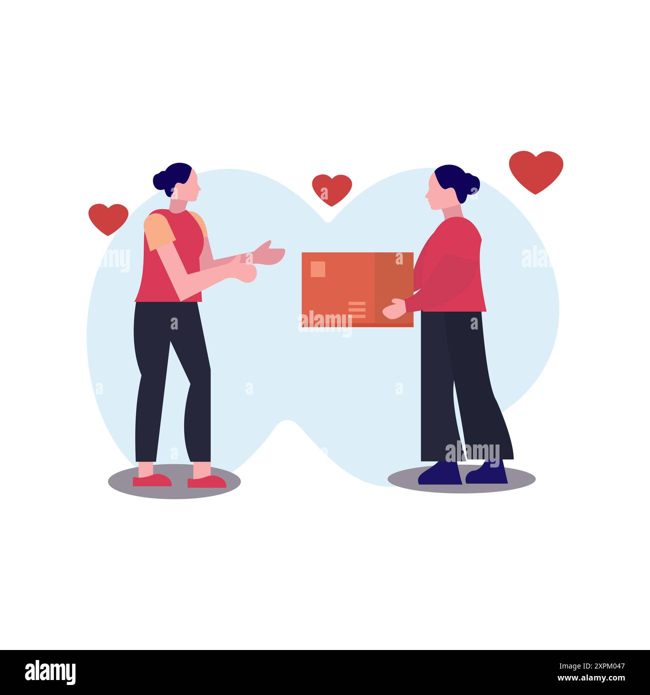 A girl is taking donations from another girl Stock Photo - Alamy