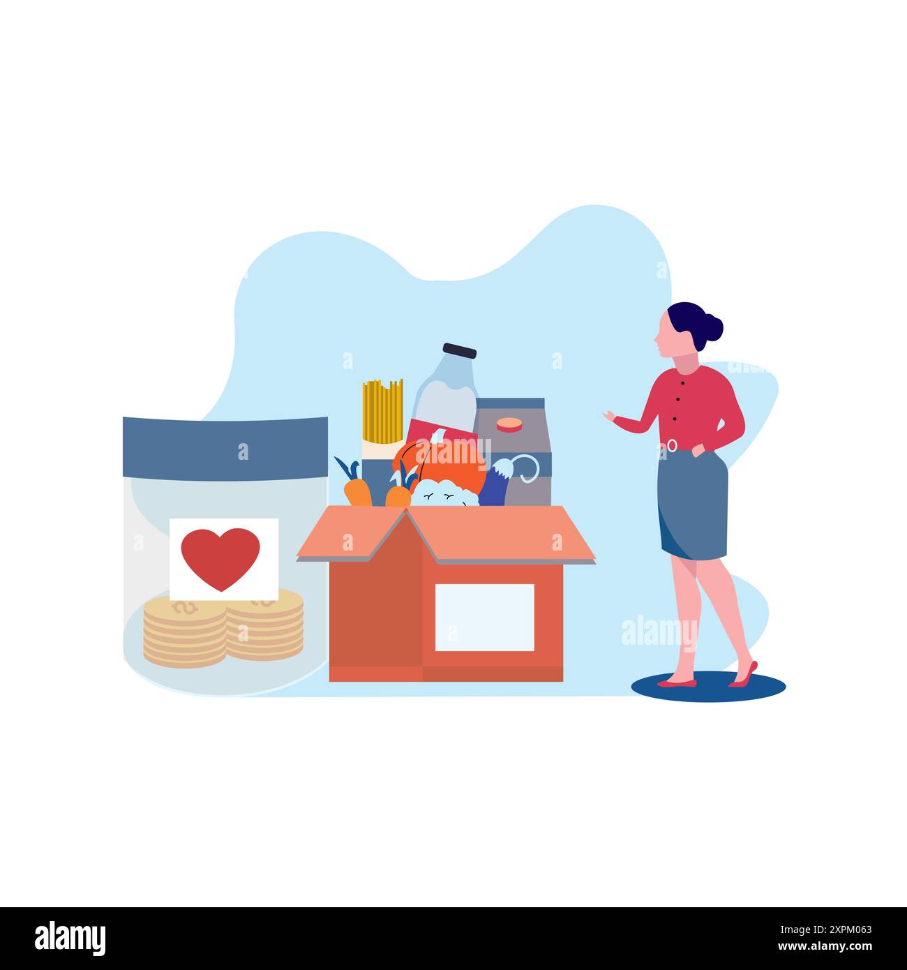 A girl stands with a food donation Stock Photo - Alamy