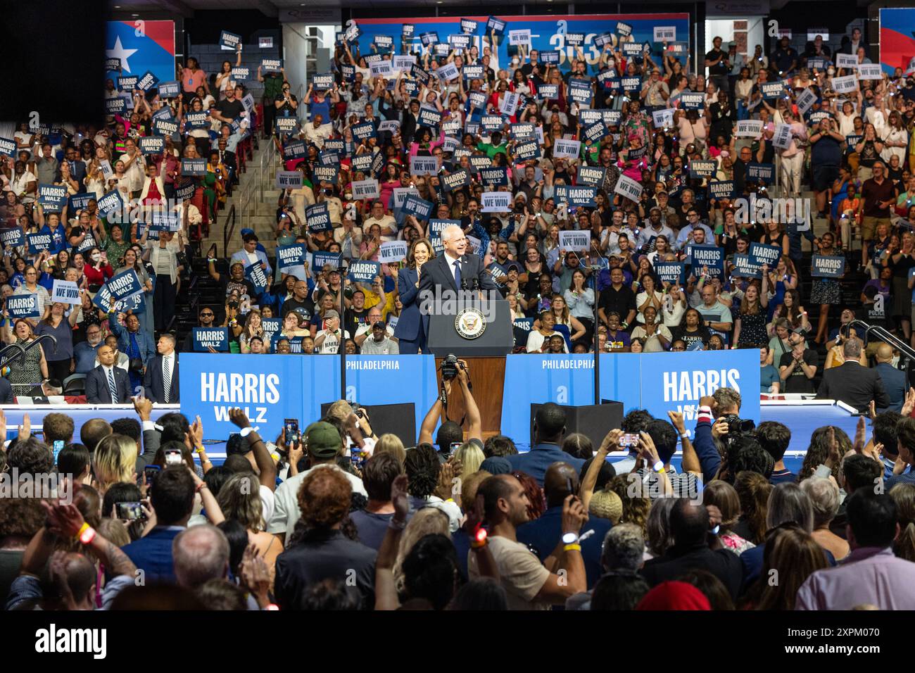 Governor of Minnesota Tim Walz speaks at the rally in Liacouras Center ...