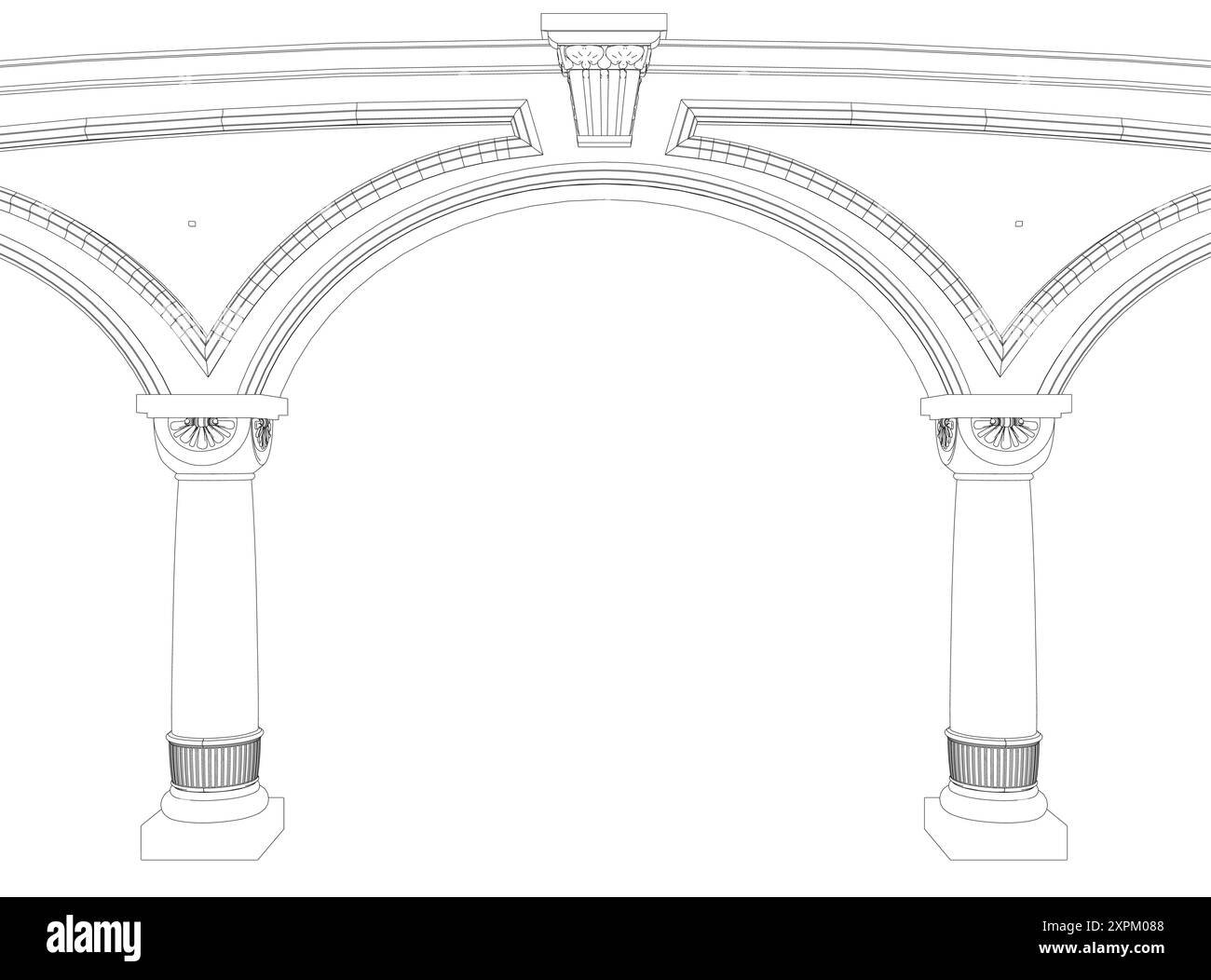 Contouring coloring of classical arch. Classic antique portal with ...