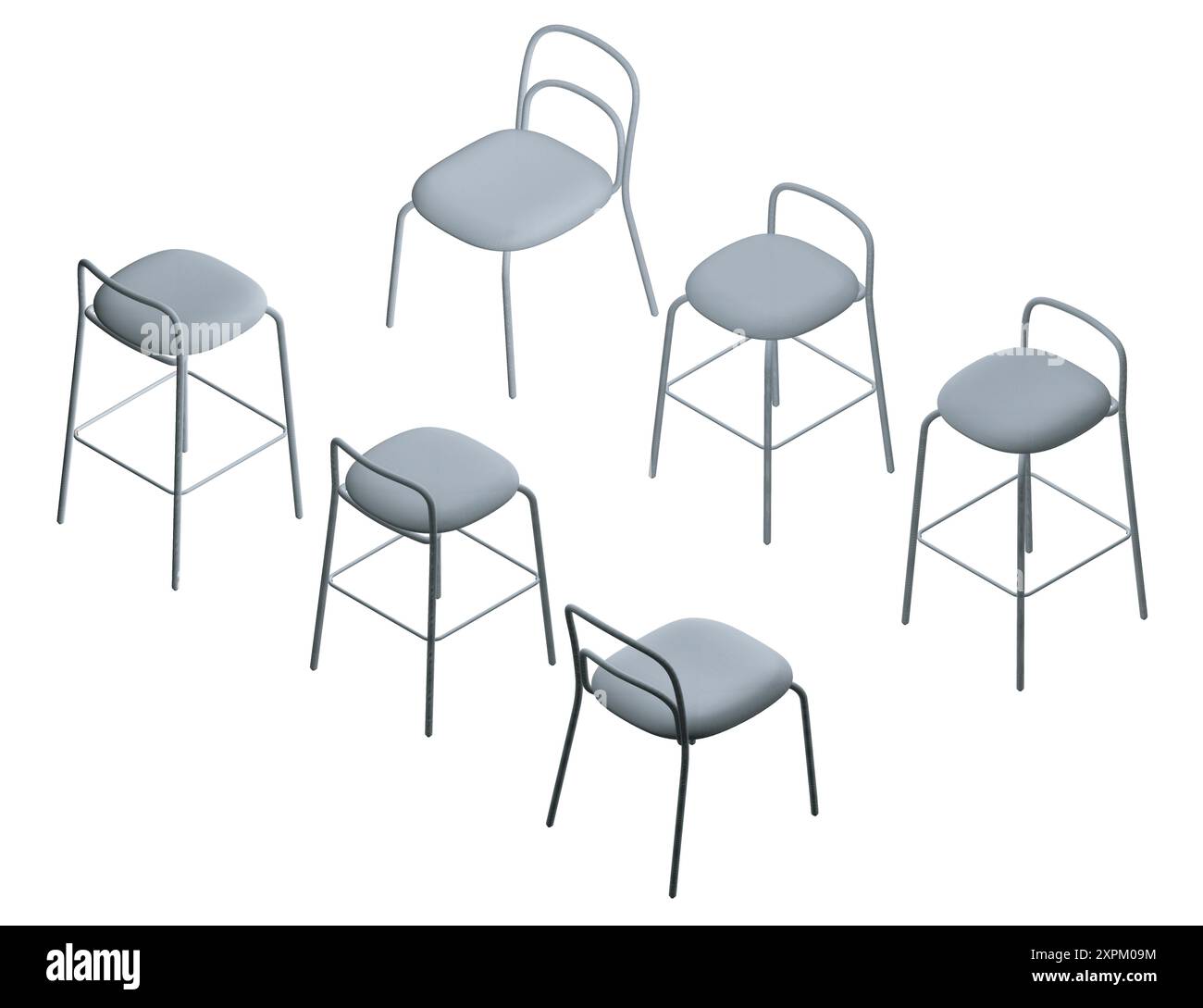 Polygonal model Vector illustration Bar stool icons set. Chair bench ...