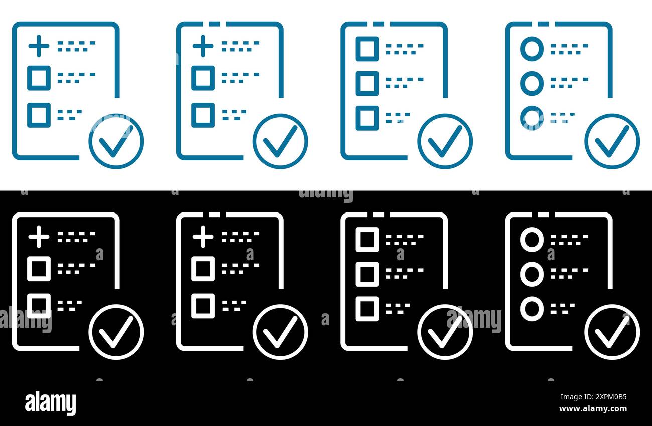 Approved check mark and result data. Clinical checklist document symbol ...